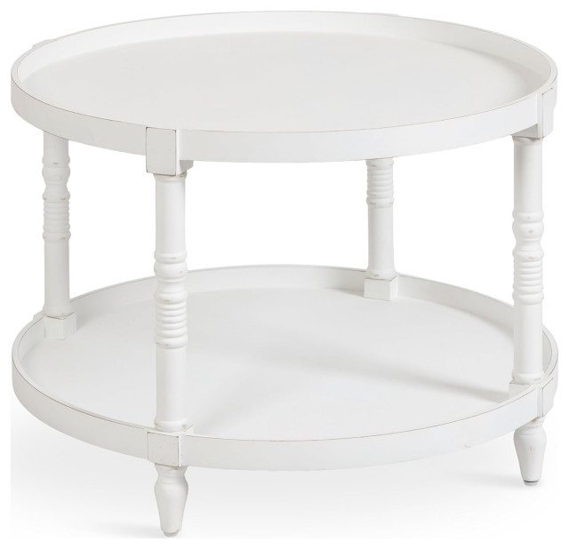 Traditional Coffee Table, Turned Legs & Round Wood Top With Raised ...