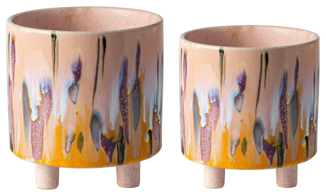 Plutus Brands Planter, Multi-Colored Porcelain Set Of 2 - Contemporary ...