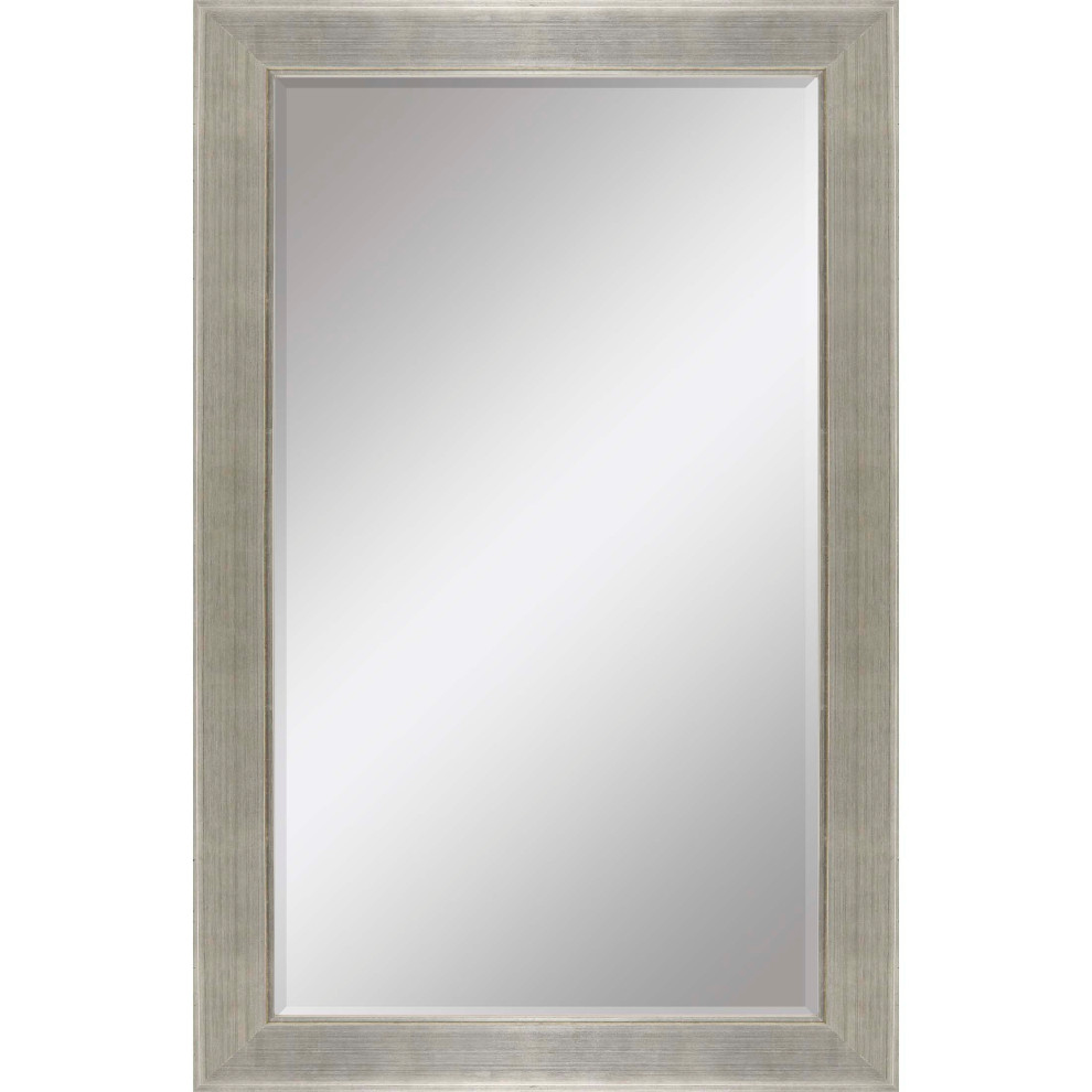 Framed Beveled Mirror, Metallic, 35"x77", 35"x77" - Transitional - Wall ...