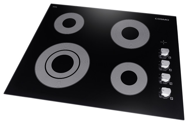 Cosmo 24" Electric Ceramic Glass Cooktop With 4 Elements, Dual Zone ...
