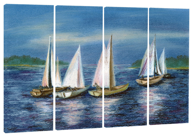 "Yachts by Obsky Sea" Canvas Print, 48"x28" - Beach Style - Prints And ...