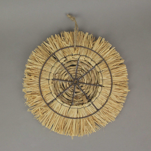 Set of 3 Round Natural Woven Dried Grass Wall Hanging Sculptures Home ...