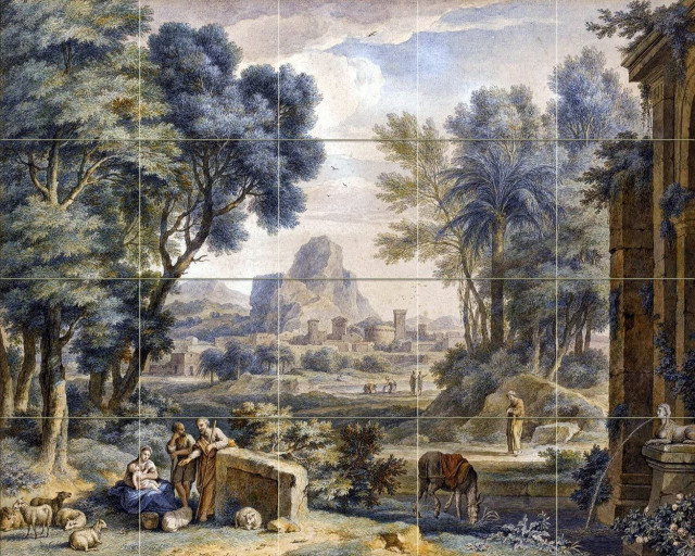 Tile Mural LANDSCAPE WITH THE REST Kitchen Backsplash, 4.25" Ceramic ...