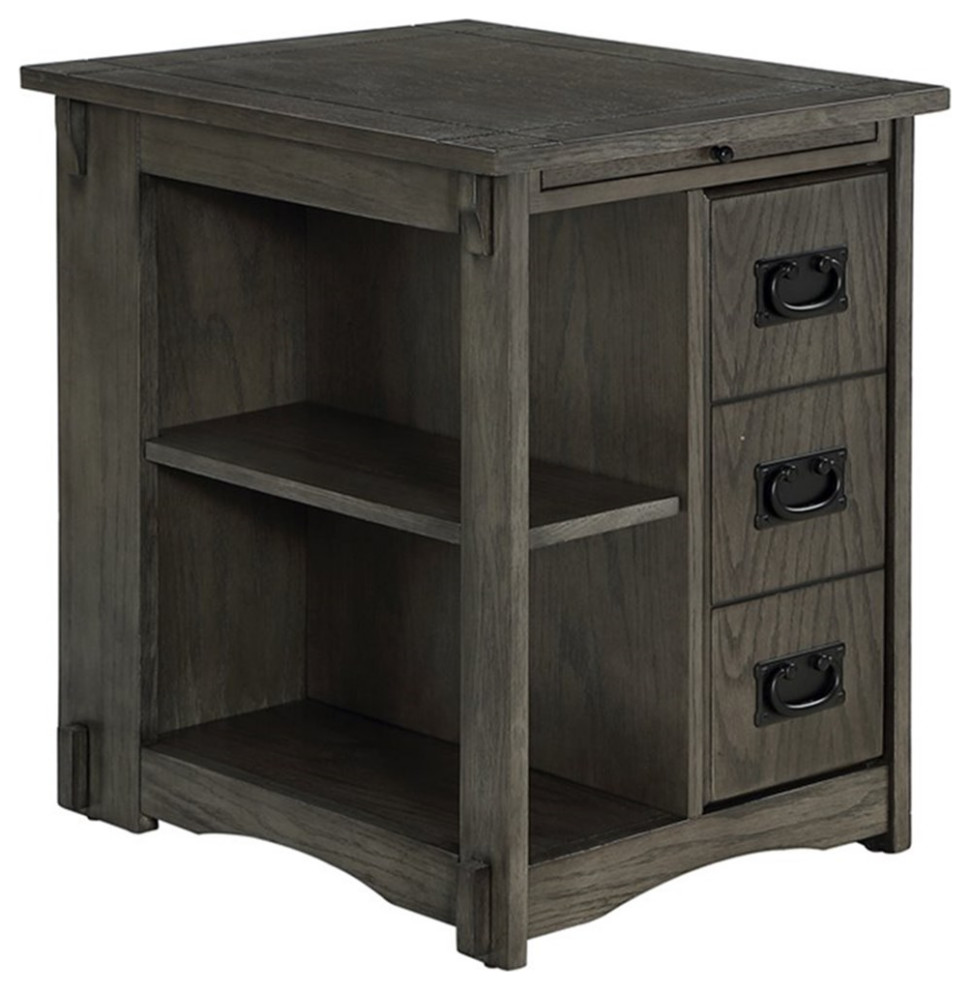 Linon Parnell Wood Side Table with Storage in Gray - Transitional ...