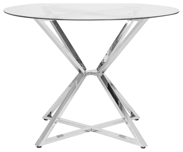 Sleek Hourglass Base Glass Dining Table, Modern, Dining, Kitchen ...