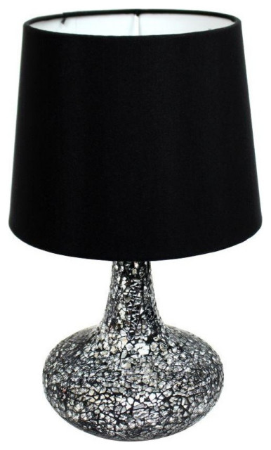 Simple Designs Mosaic Tiled Glass Genie Table Lamp With Fabric Shade ...