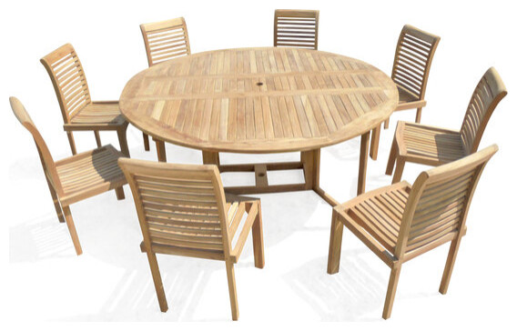 Grade A Teak 6 Foot Round Drop Leaf Table Seats 8-10 /Use w 1 leaf up ...