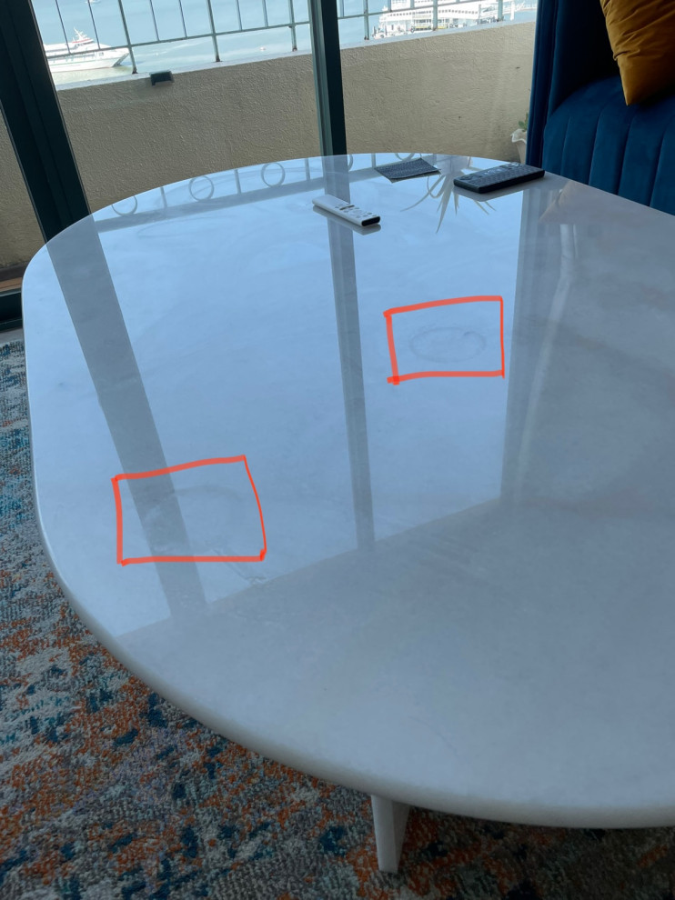 Marble coffee table - water rings | Houzz Forum