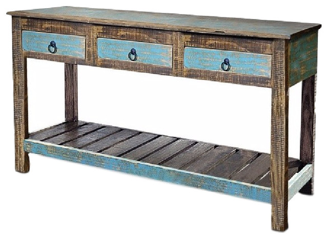 Reclaimed Solid Wood 3-Drawer Console Table - Console Tables - by ...