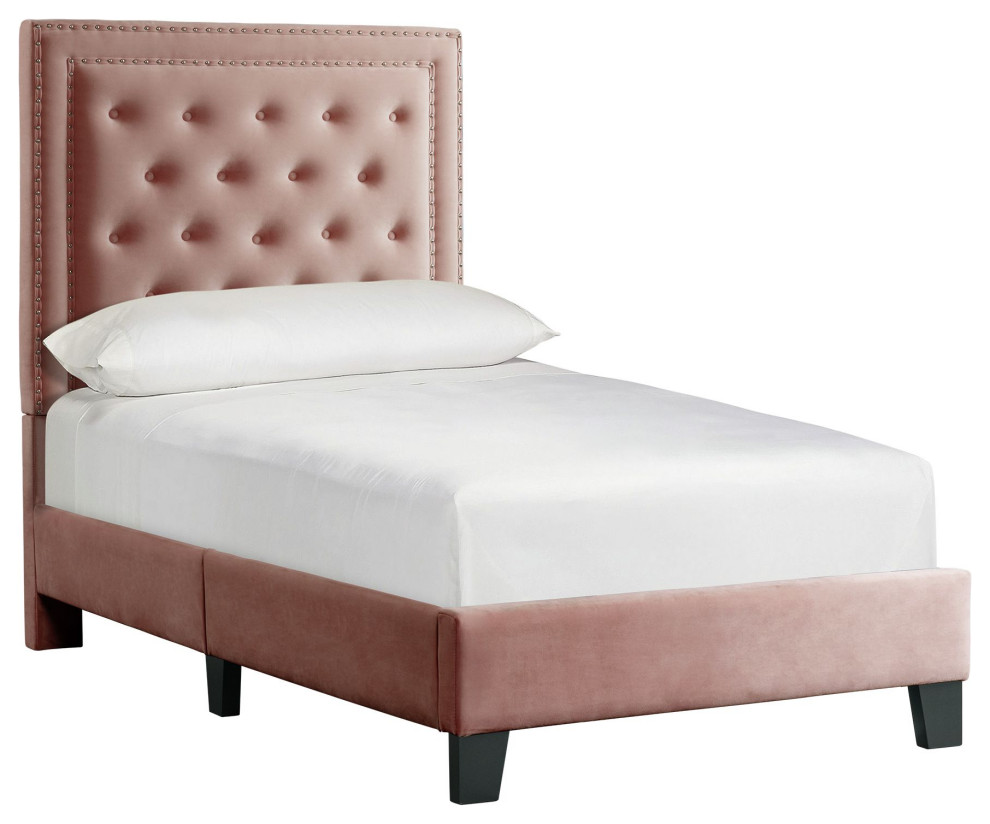 Tiffany Twin Bed, Broadway Blush - Transitional - Platform Beds - by ...