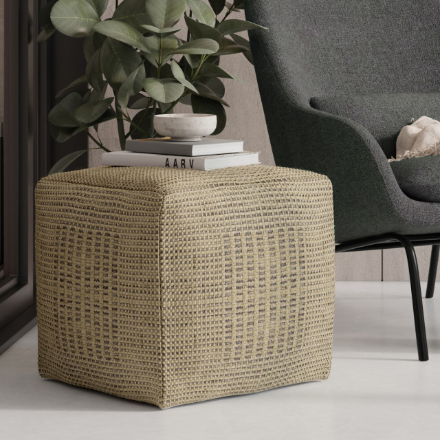 Delilah Square Woven Pouf - Beach Style - Floor Pillows And Poufs - by Simpli Home Ltd. | Houzz