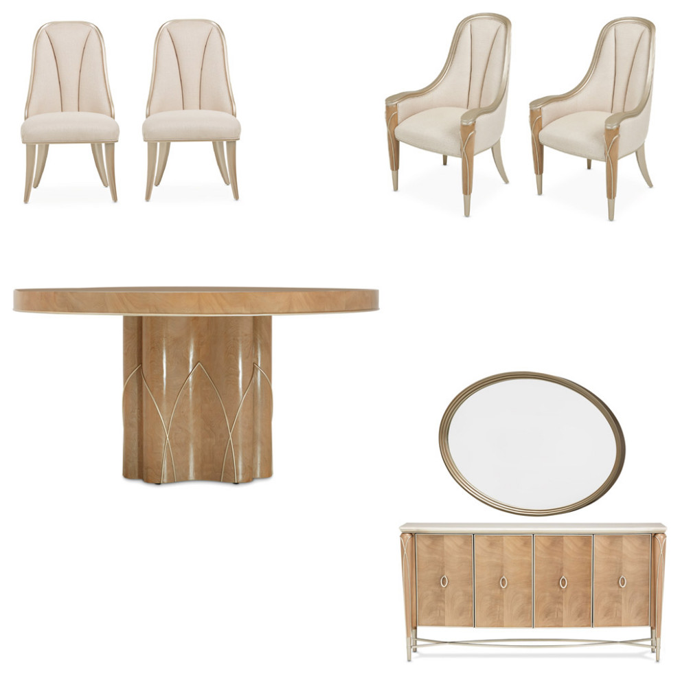 AICO Furniture Villa Cherie 7 Piece Round Dining Table Set ...