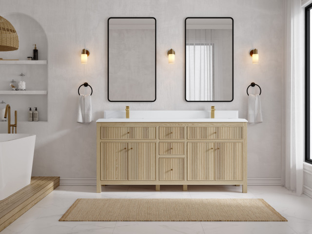 Sonoma Oak Bath Vanity, 72" - Transitional - Bathroom Vanities And Sink ...