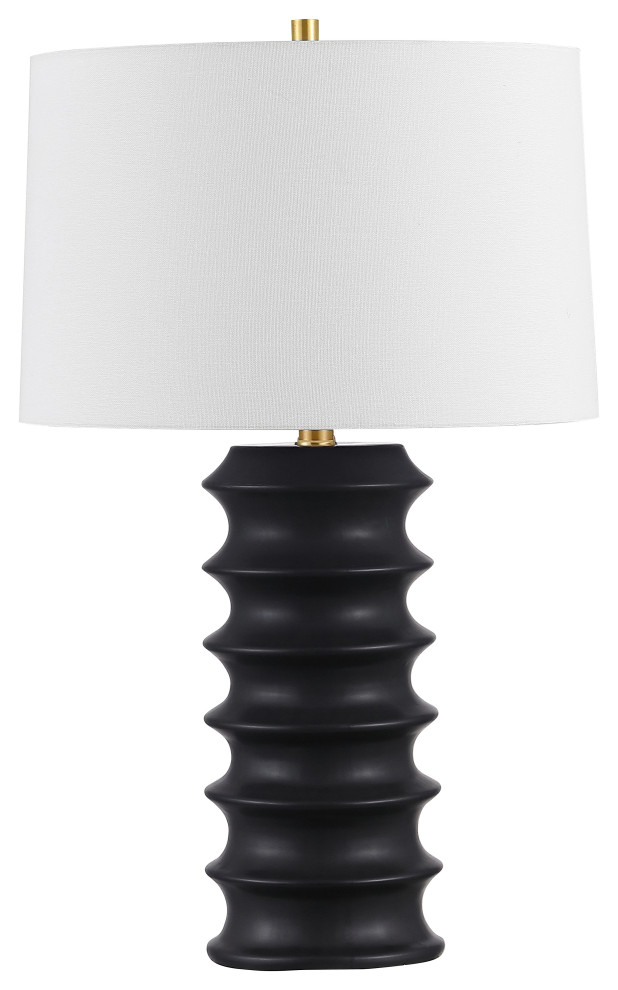 TRC-261T-MB 1 Light Incandescent Table Lamp, Matte Black with White ...