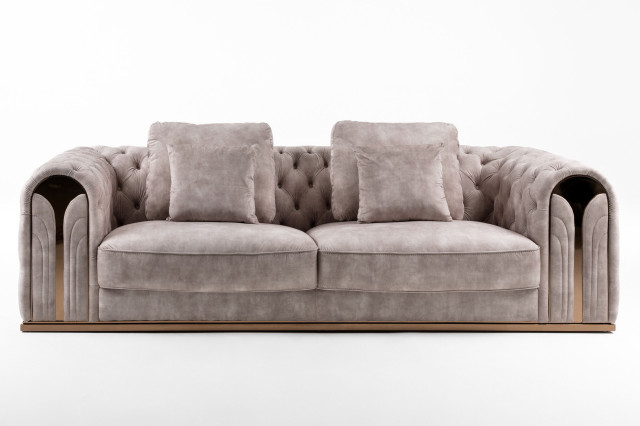 Divani Casa Dosie Transitional Beige Velvet Sofa - Contemporary - Sofas ...