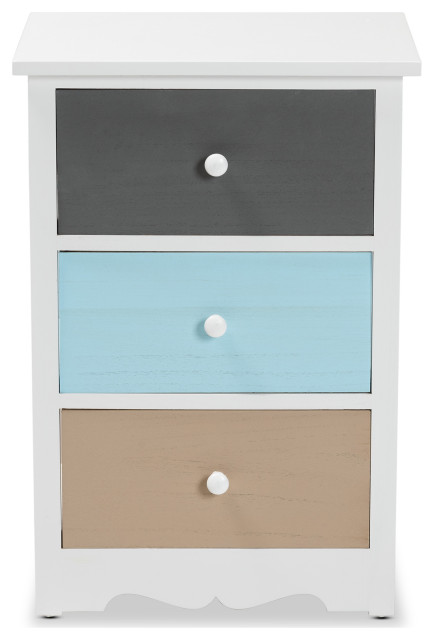 Manal Contemporary Multi-Colored 3-Drawer Nightstand - Contemporary ...