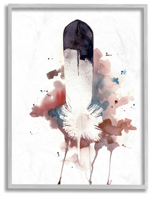 Bird Feather Abstract Watercolor Painting, 16"x20" - Contemporary ...