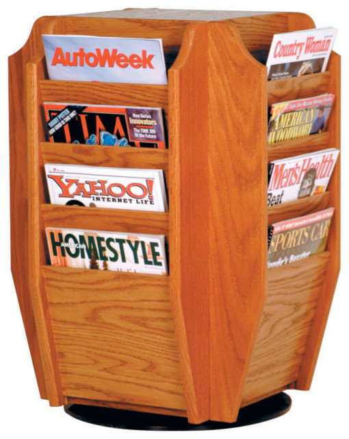 Wooden Mallet Cascade 16 Magazine Spinning Counter Rack in Medium Oak ...