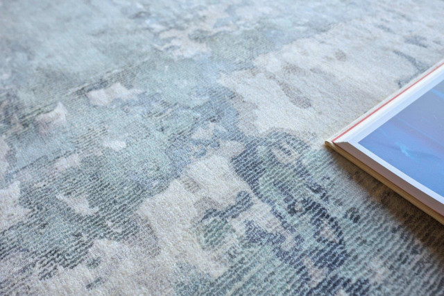 Laguna Handmade Hand Loomed Wool and Bamboo Silk Blue/Multi Area Rug ...