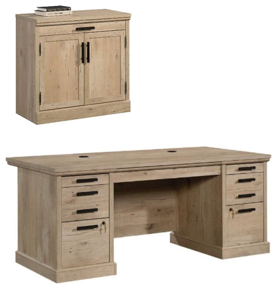 Home Square 2-Piece Set with Executive Desk & Utility Stand Library ...