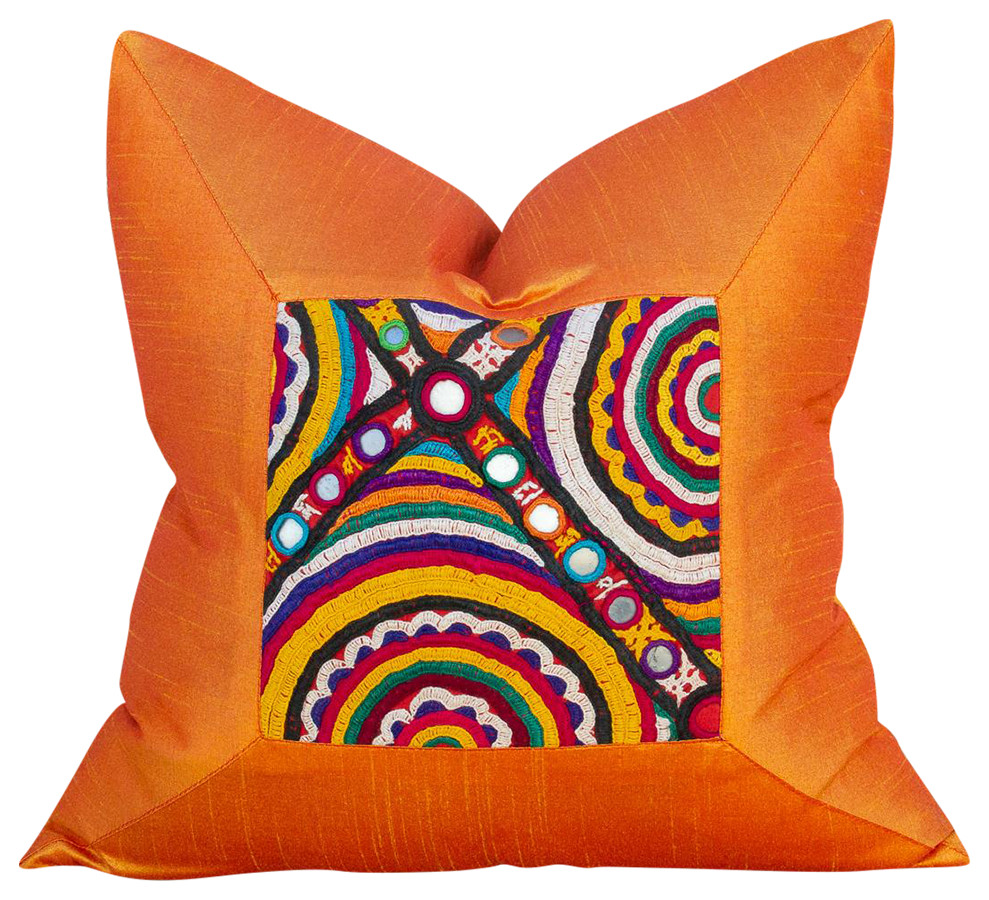 Dia Indian Silk Decorative Pillow - Contemporary - Decorative Pillows ...