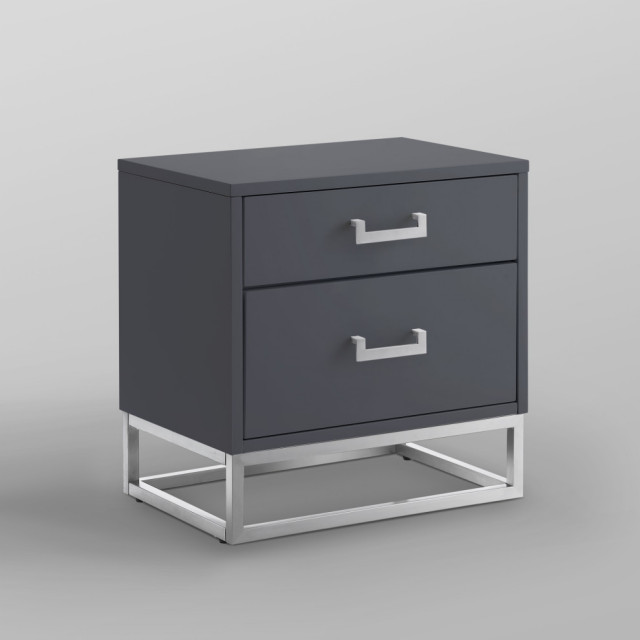 Nicole Miller Lennon Nightstand Metal Handle and Base - Contemporary ...
