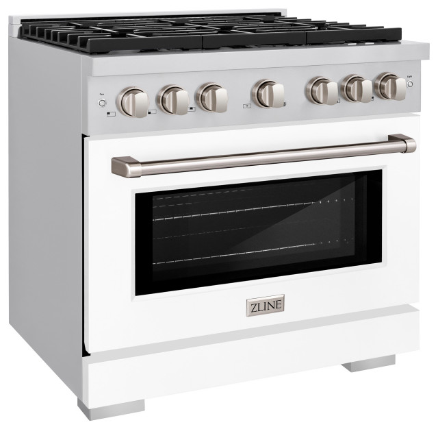 ZLINE 36 In. Autograph Gas Range, Stainless Steel With White Matte, SGR ...
