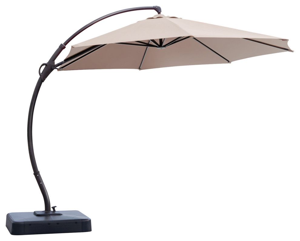 12' Outdoor Patio Hanging Cantilever Curvy Umbrella With 360 Rotation ...