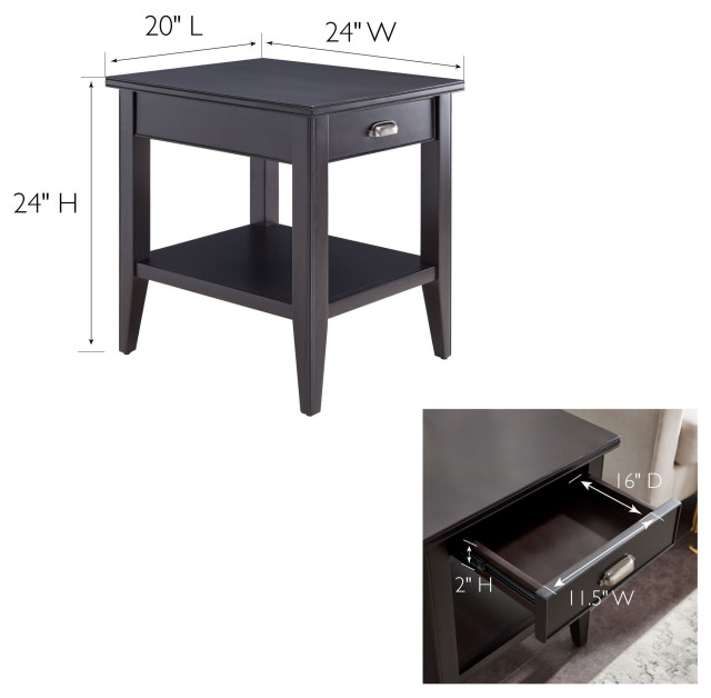 Traditional End Table, Open Display & Drawer With Inverted Cup Pull ...