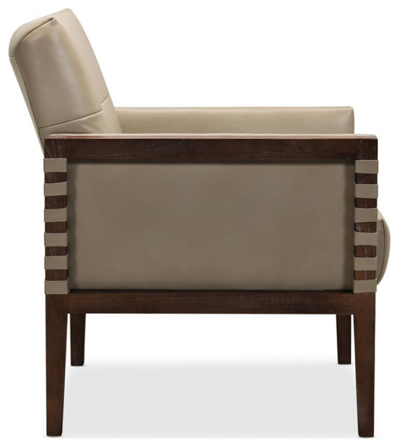 Pemberly Row Modern / Contemporary Leather Club Chair w/Wood Frame ...