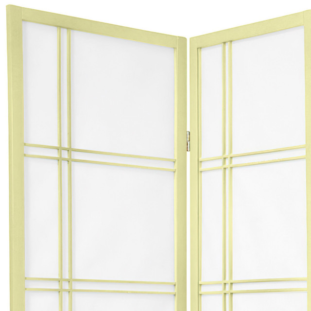 Modern Classic Room Room Divider, Off White Frame & Rice Paper Screen ...