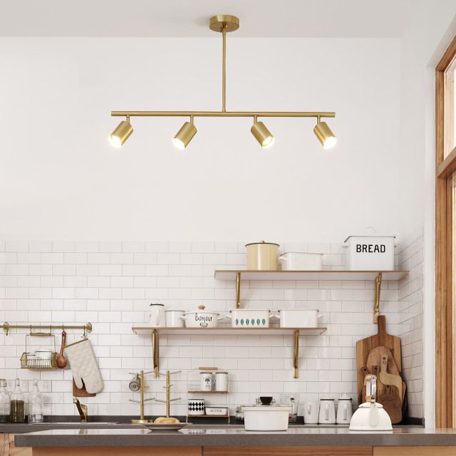 35" 4-Light Matte Brass Adjustable Track Lighting with Pivoting Track ...