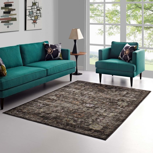 Industrial Country Farm House Living Area Rug, Multi/Black ...