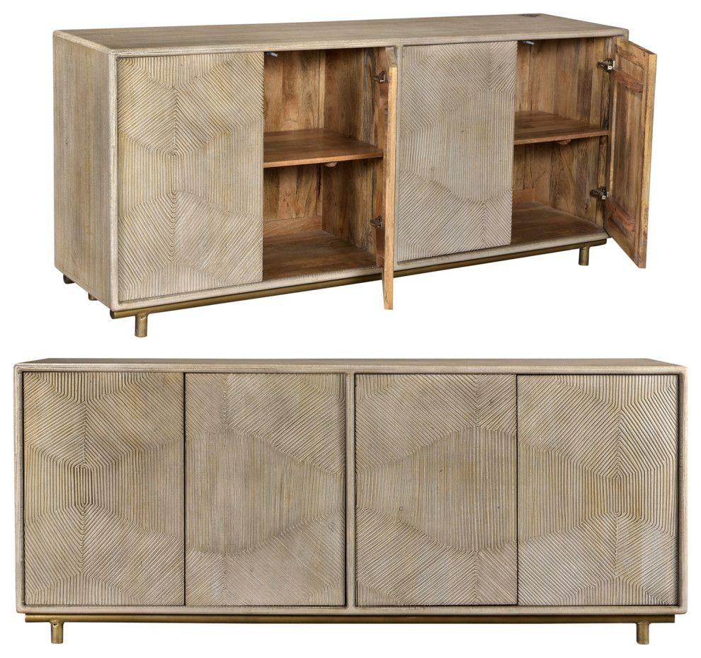 Crestview Bengal Manor White Wash Texture Door Sideboard CVFNR738 ...