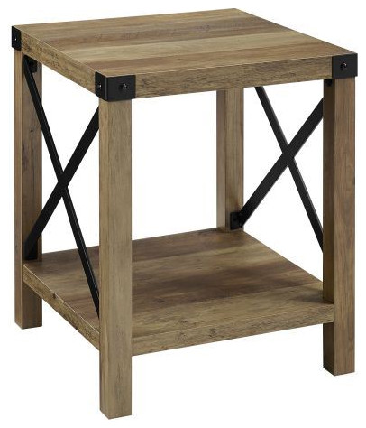 Walker Edison AF18MXSTRO Rustic Wood Side Table, Reclaimed Barnwood ...