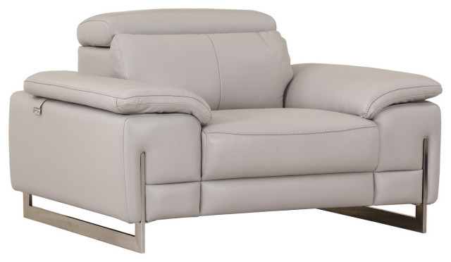 93" Tasteful Light Gray Leather Sofa Set - Contemporary - Living Room ...