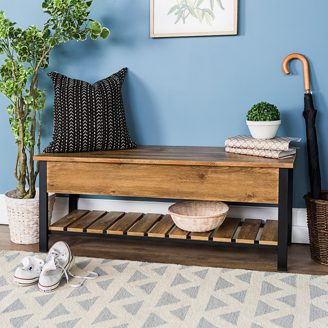 48" Open-Top Storage Bench With Shoe Shelf - Industrial - Accent And ...
