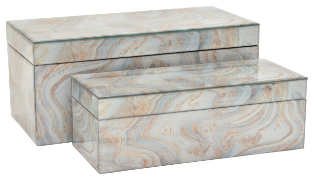 Plutus Brands Glass Box, Green Glass Set Of 2 - Contemporary ...