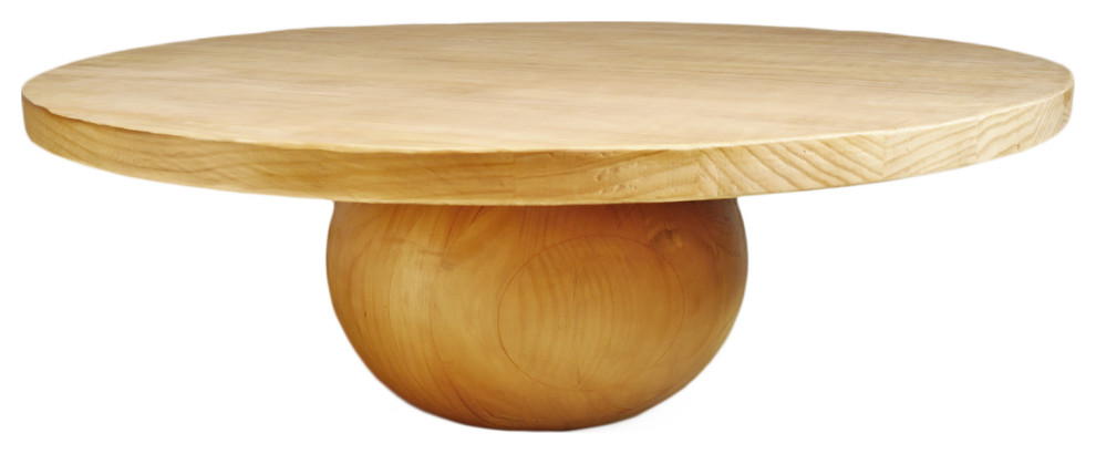 Round Wood Ball Base Coffee Table - Transitional - Coffee Tables - by ...