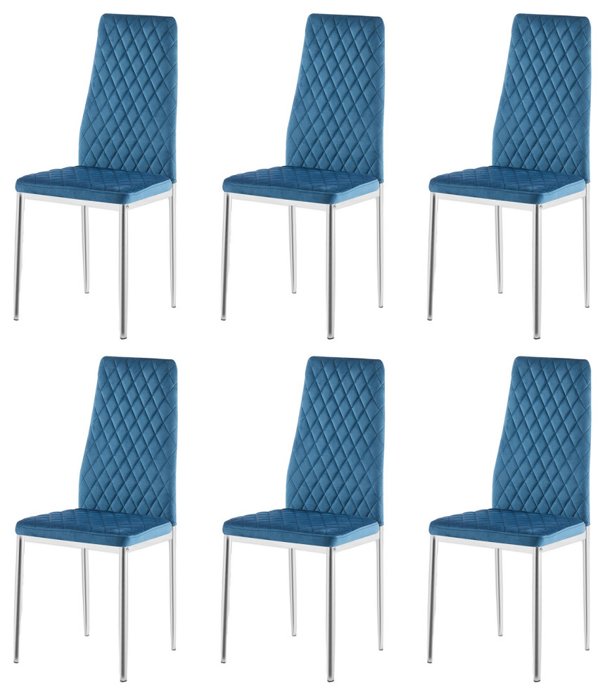 Set of 6 Modern Simple Style Dining Chair Light Blue - Contemporary ...