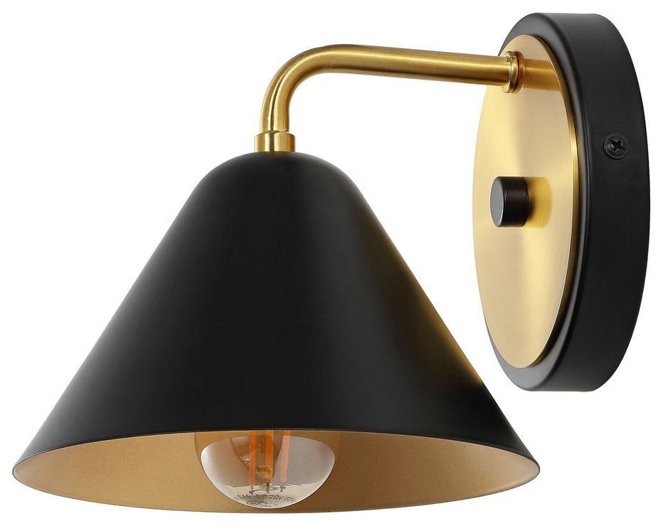 Safavieh Jynn Wall Sconce Black/Satin Brass - Transitional - Wall ...