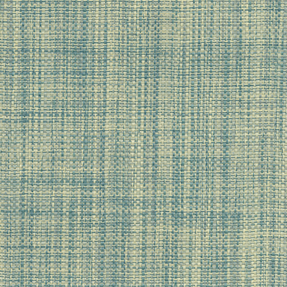 Rizal Teal Raffia Grasscloth Wallpaper, Sample - Contemporary ...