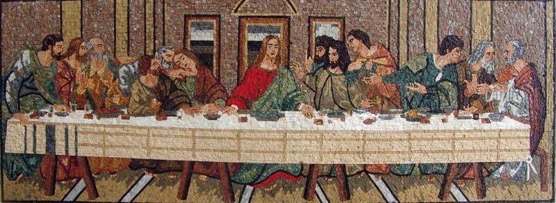 Last Supper Marble Mosaic, 90" x 31" - Traditional - Tile Murals - by ...