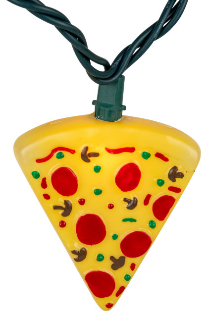 10-Count Pepperoni Pizza Patio Light Set 5.75ft Green Wire - Modern ...