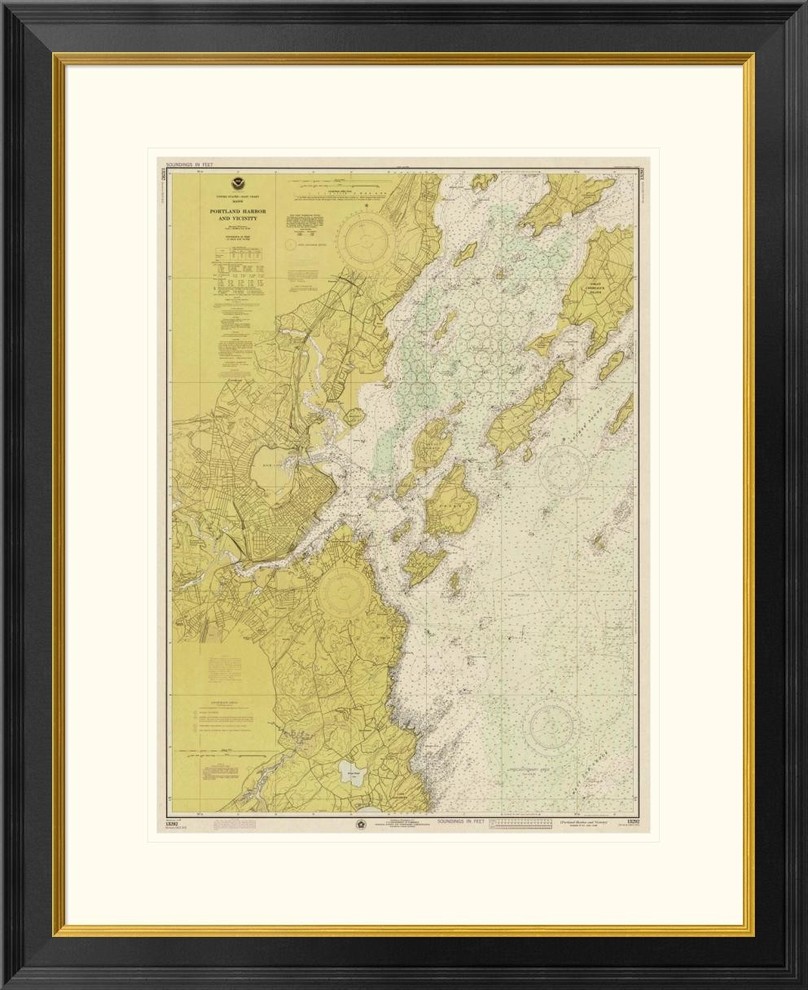 Nautical Chart, Portland Harbor And Vicinity 1974, Sepia Tinted, 22"x1 ...
