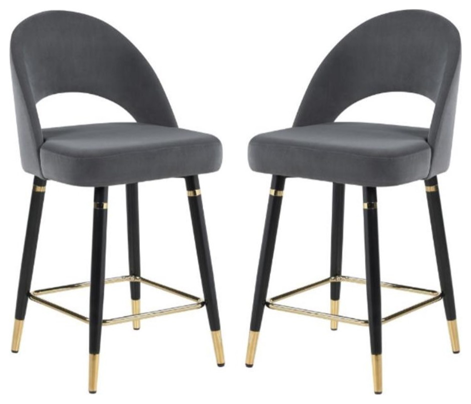 Home Square Arched Back Upholstered Counter Height Stool in Gray - Set ...