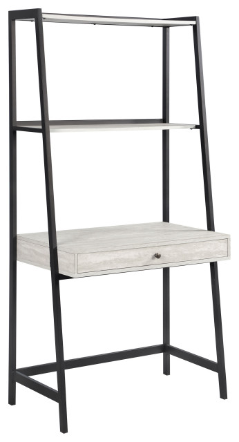 Pinckard 1-drawer Ladder Desk Grey Stone and Black - Industrial - Desks ...