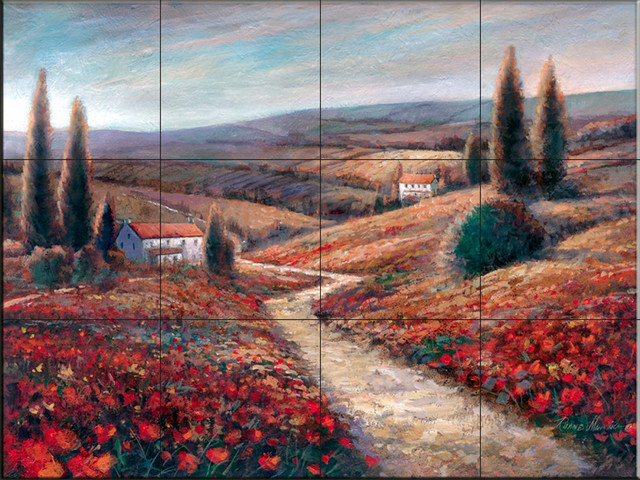 Tile Mural, Fields Of Color by Ruane Manning, 17" x 12.75" (12 Tiles ...