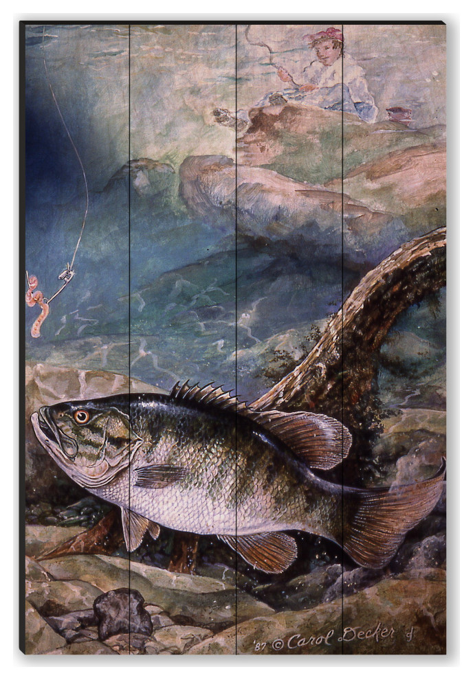 Wall Art, Small Mouth Bass, 24"x36" - Rustic - Prints And Posters - by ...