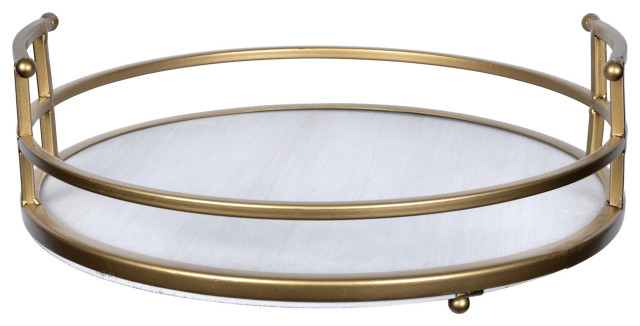 Farmhouse Style Gold Decorative Tray - Contemporary - Serving Trays ...